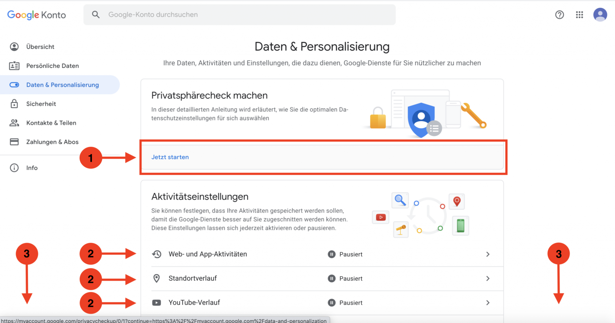 Google Einstellung Daten sammeln | Wisidaa